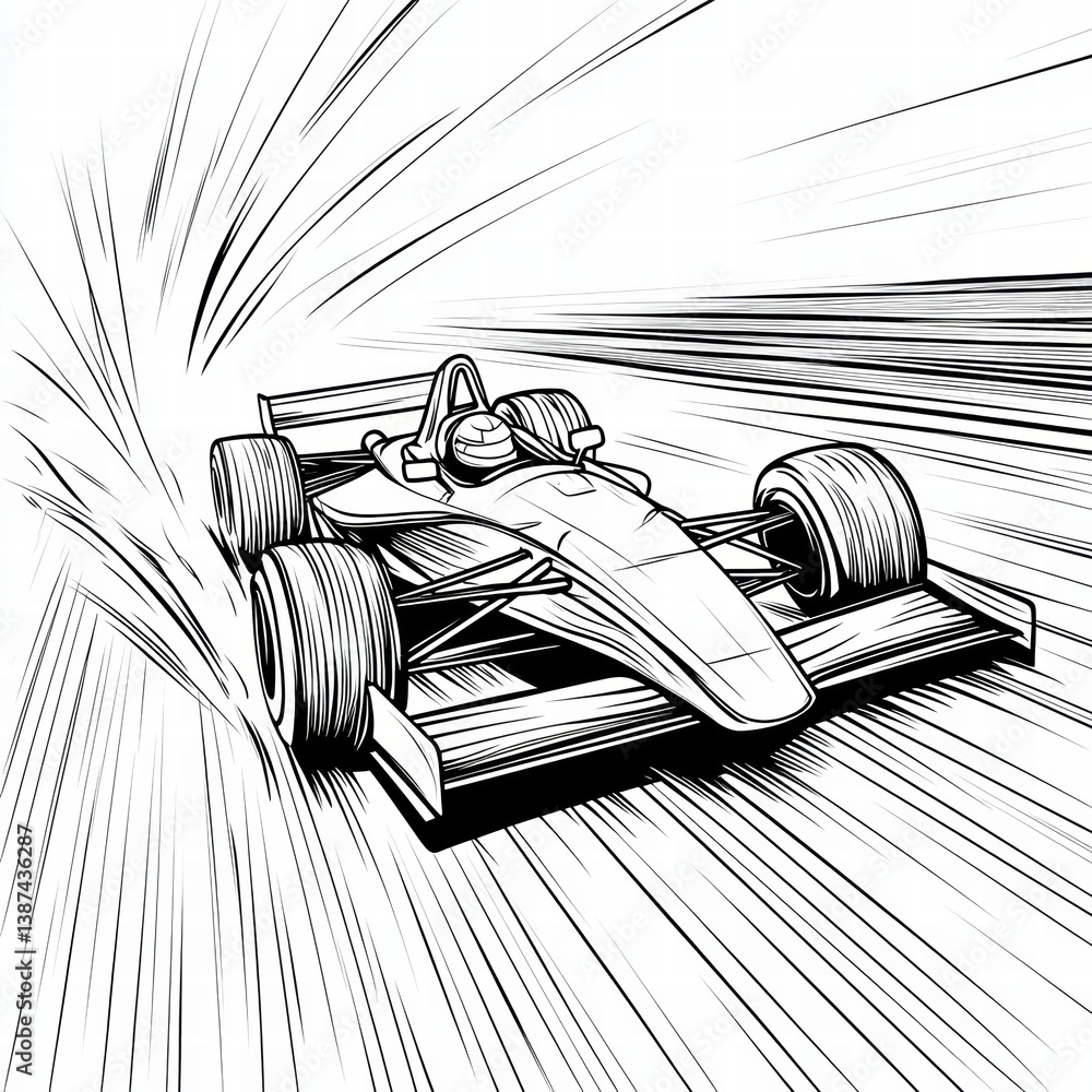 Formula One Speed: A dynamic illustration captures the thrill of speed ...