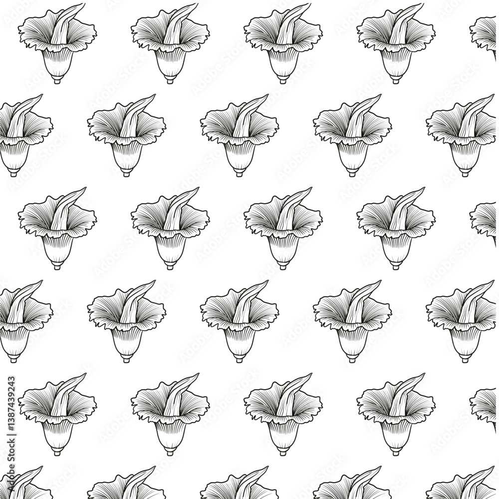 Corpse Flower or Rafflesia arnoldii tropical flower Seamless Pattern ...