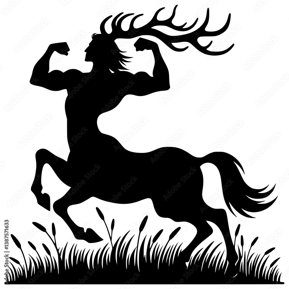 Mythical Centaur Silhouette: An artistic silhouette of a powerful ...