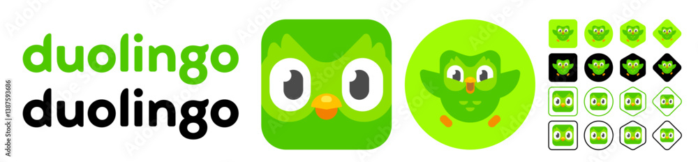 Стоковое векторное изображение «Duolingo logo icon logo set Png ...