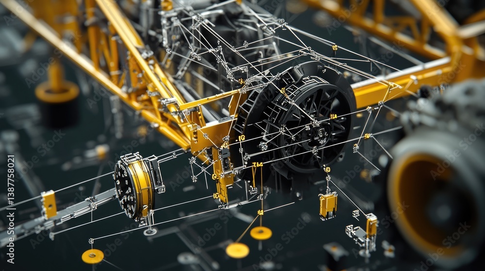 D exploded view of a structural steel frame with labeled components and ...