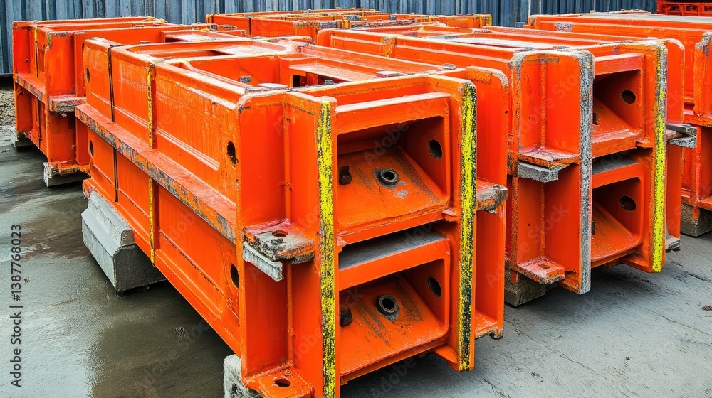 Concrete formwork setup showing alignment of supports for structural ...