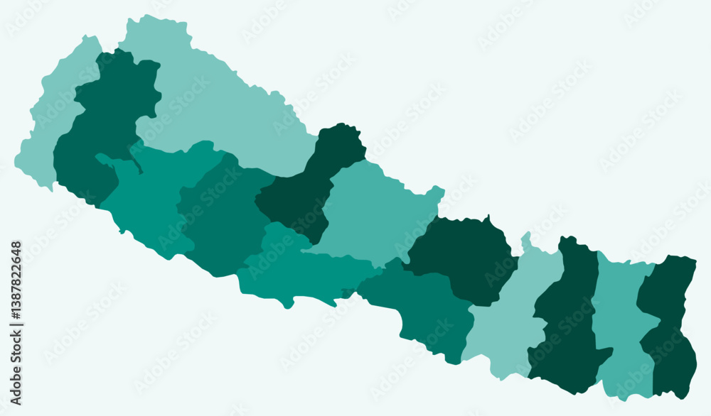 Map of Nepal with regions. Just a simple country border map with region ...
