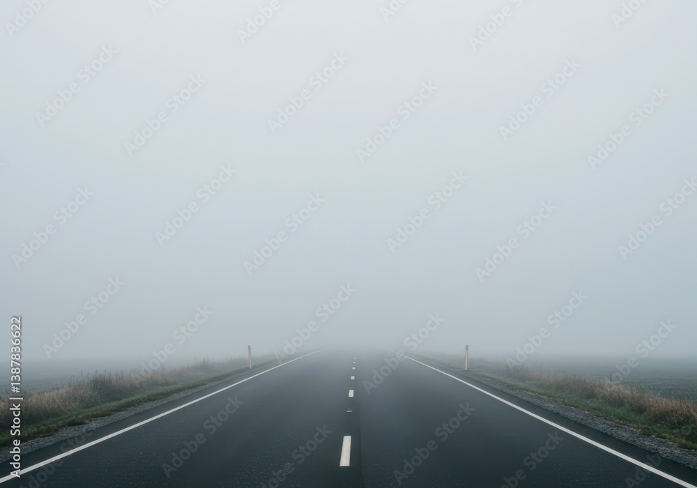 Stock-Foto „Empty asphalt road stretching into distance disappearing in ...