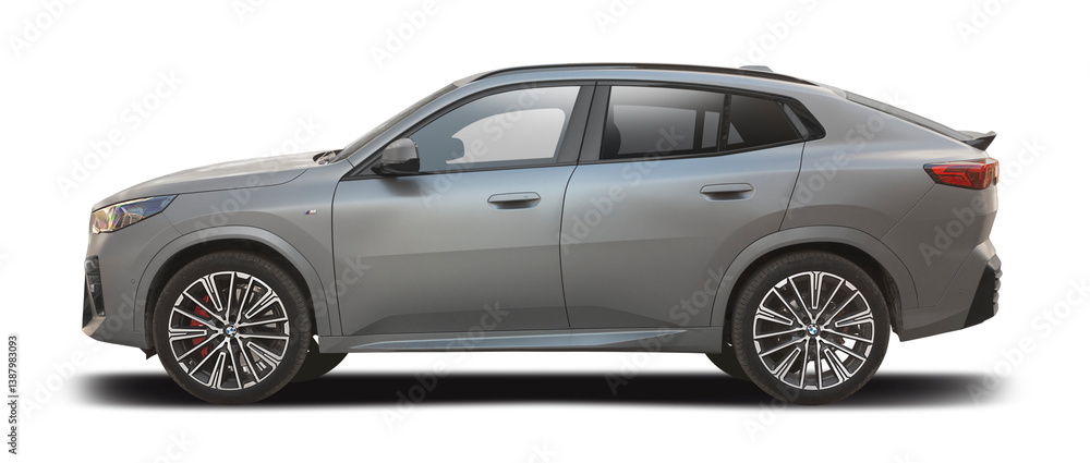 BMW X2 M series SUV car side view isolated on transparent background ...