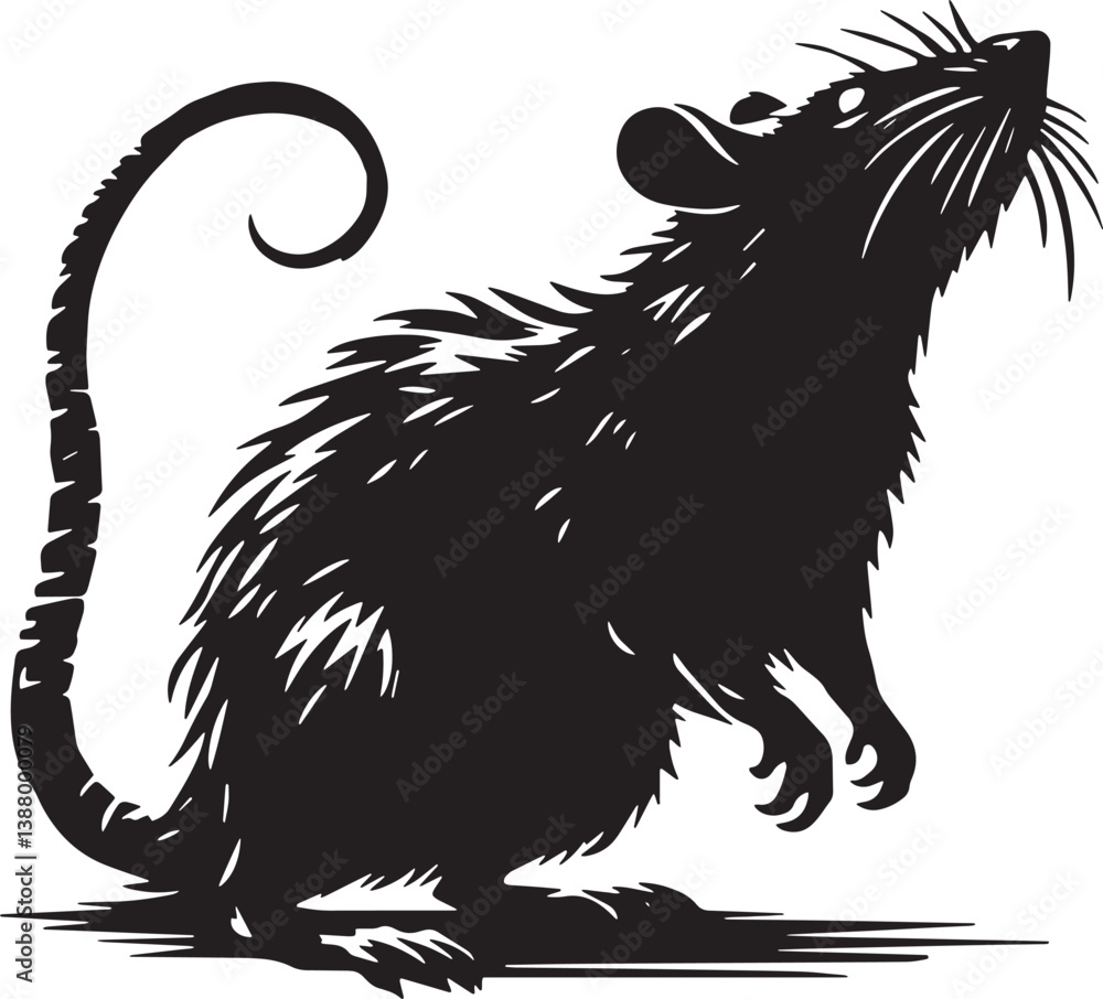 Vector silhouette of an evil rat: AI art in Adobe Illustrator Stock ...