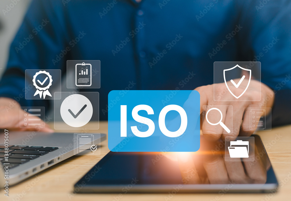 Businessman follow up business audit using online document verification ...