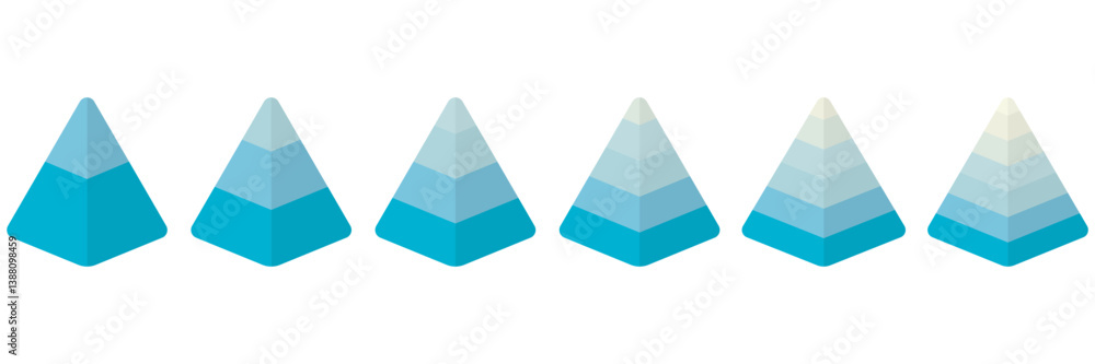 Pyramid 3d infographic chart set. Triangle hierarchy data sections ...