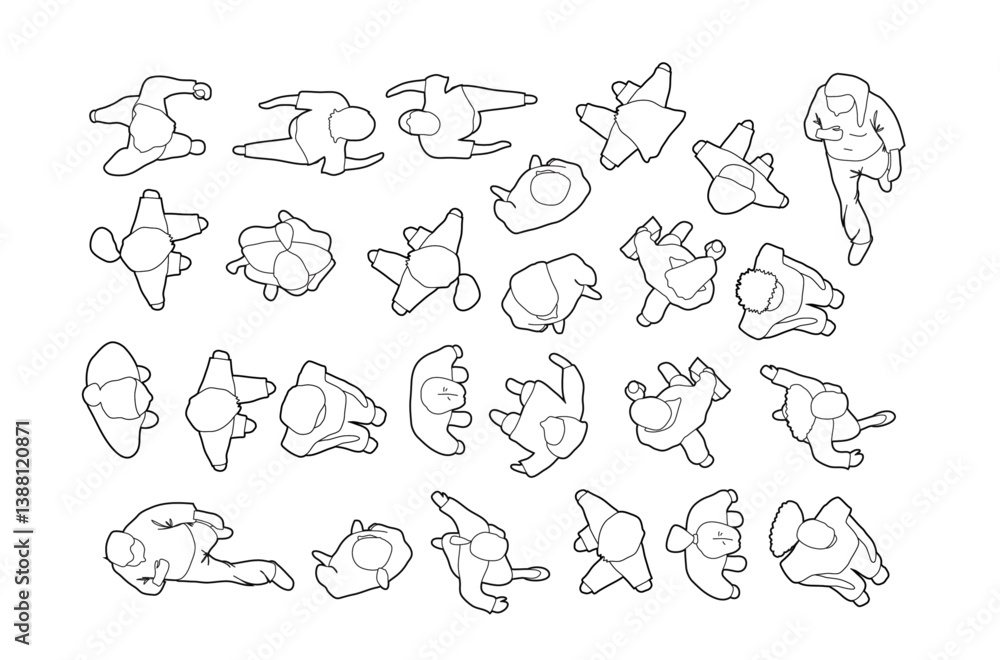 Architectural Drawings, people plan vector in park out door ...