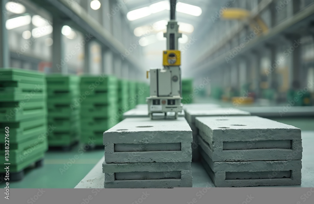 Industrial machine assembles 3d printed concrete walls with stacked ...