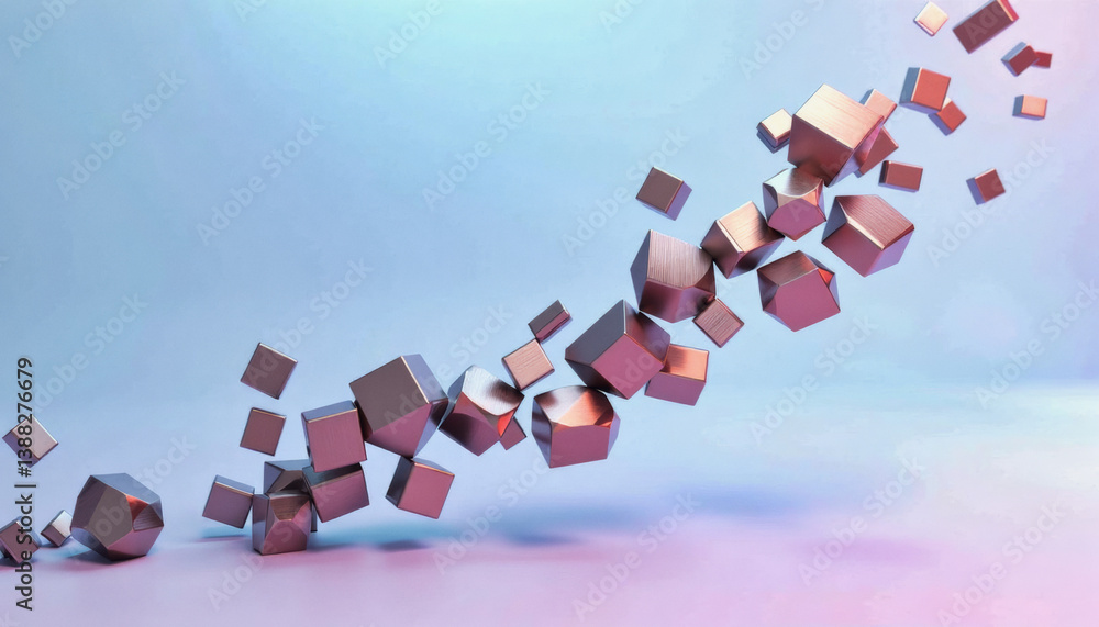 Trendy neo futurism 2025 ai design rendering: Metallic cubes ...