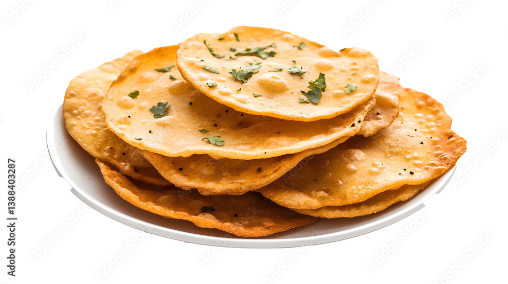 traditional indian gujarati food deep fried bread puri or Poori also ...