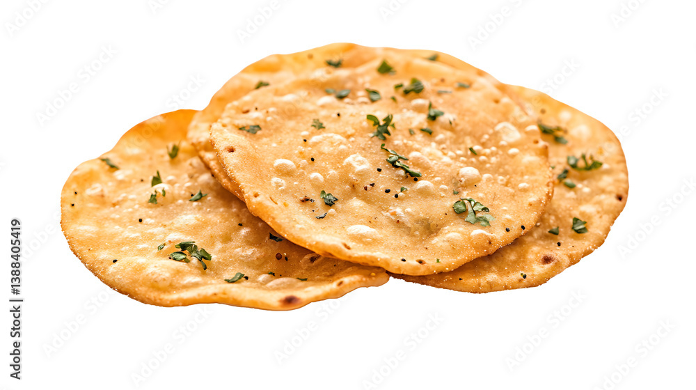 traditional indian gujarati food deep fried bread puri or Poori also ...