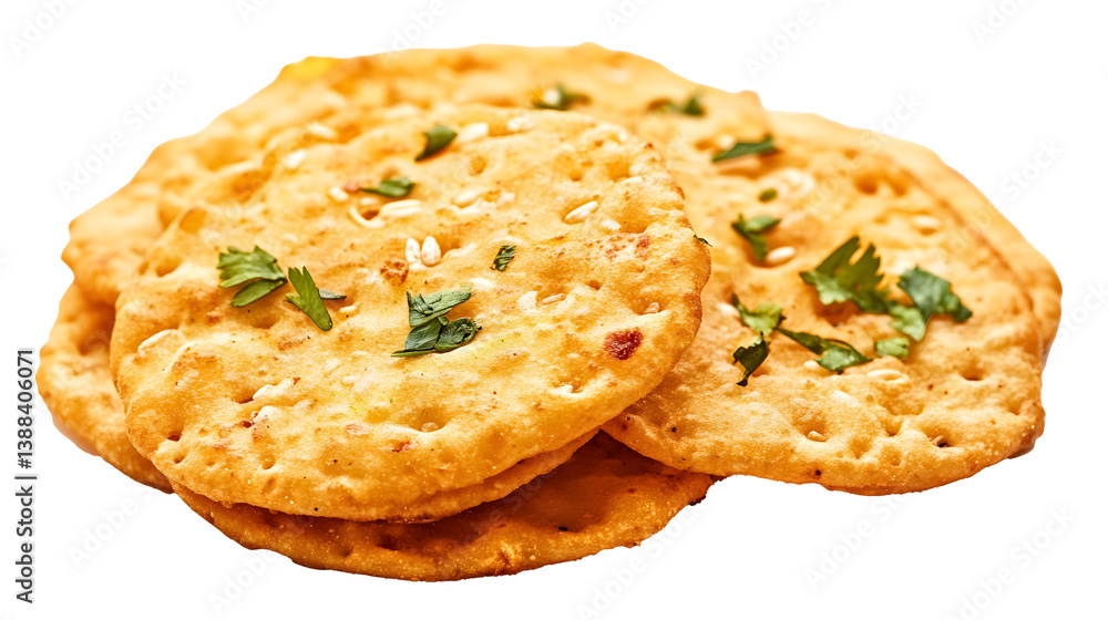 traditional indian gujarati food deep fried bread puri or Poori also ...