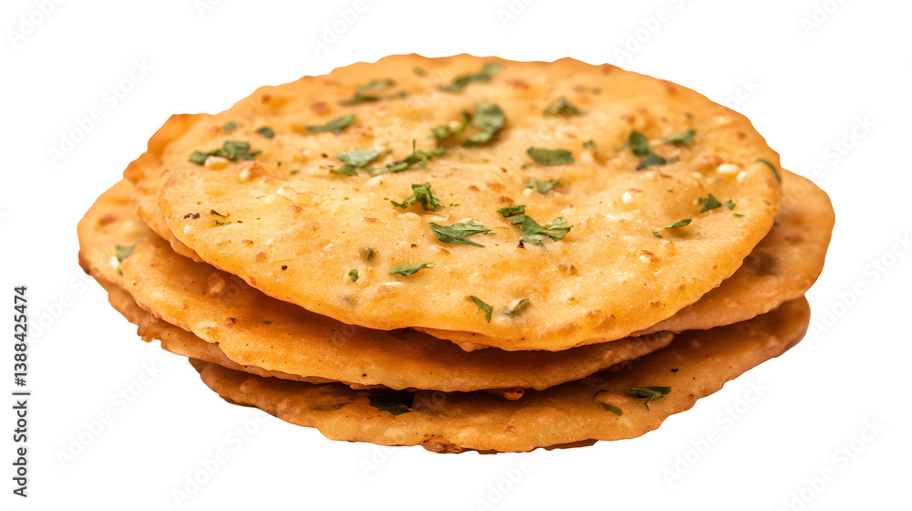 Photo Stock traditional indian gujarati food deep fried bread puri or ...