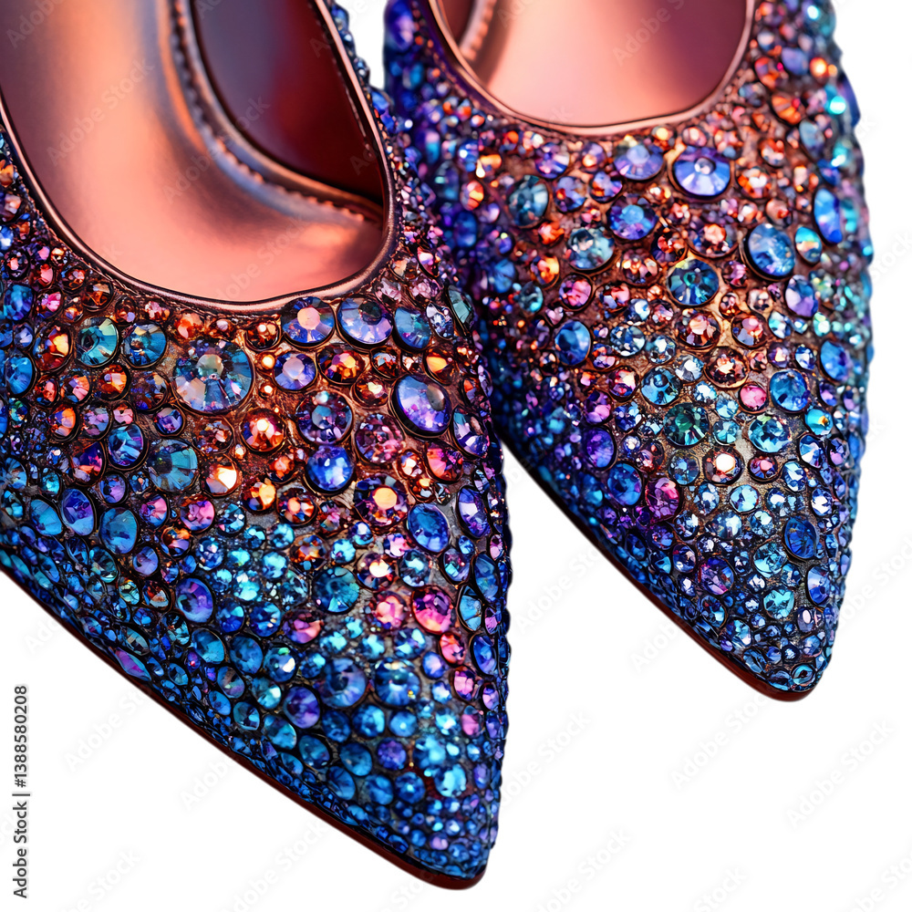 Unique Crystal Embellished Slip-On Shoes with Blue and Pink Crystals ...