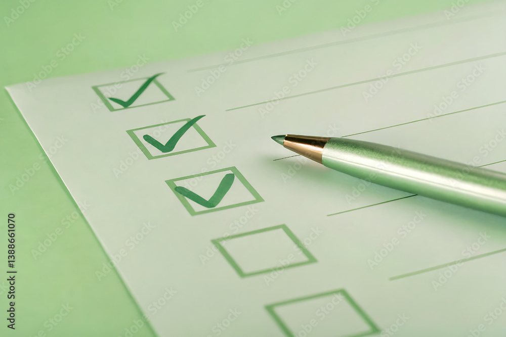 check list with green check mark, Checklist with green ticks ...