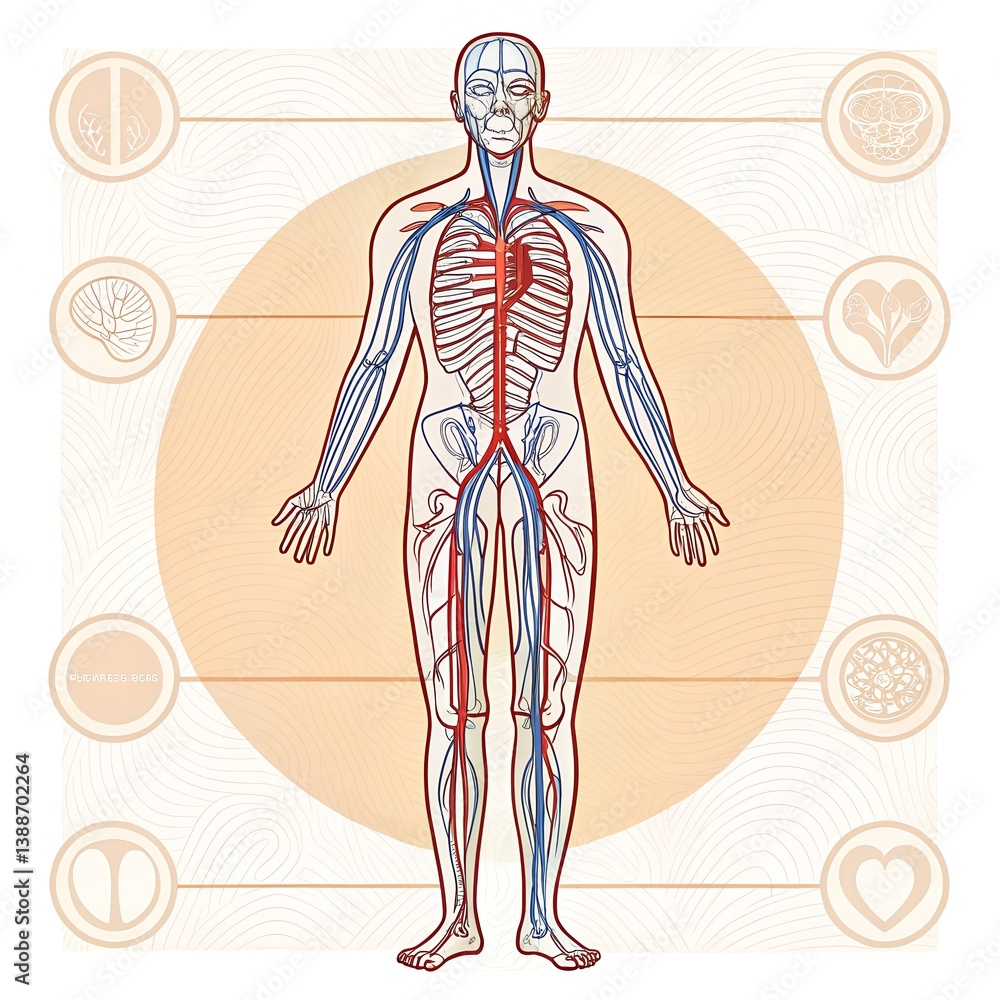 This poster shows a simple diagram of the human body, highlighting the ...
