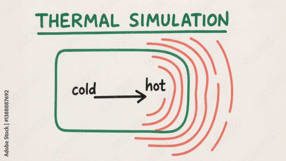 Thermal simulation illustrates flow of heat from cold to hot areas in ...