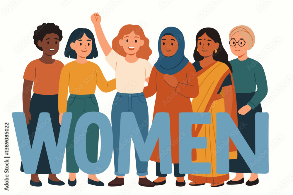 Стоковое векторное изображение «Diverse Women Empowerment Vector ...