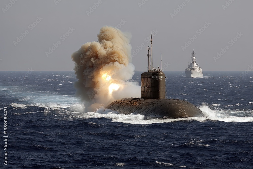 Nuclear war. Launch of a nuclear ballistic intercontinental missile ...