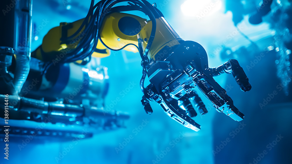 A robotic arm assembling a next gen AI powered underwater welding robot ...