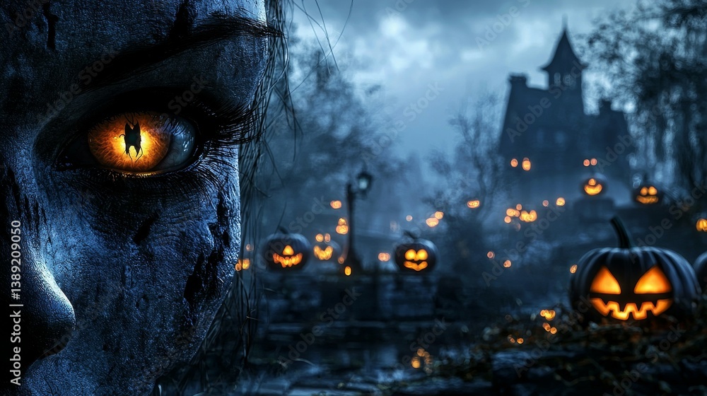 Stock-Illustration „Spooky Jack O' Lantern Eyes Trick or Treating on ...