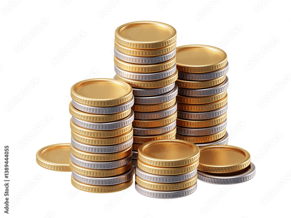 3D Coin Money Stack and Investment Finance Isolated Transparent Png ...
