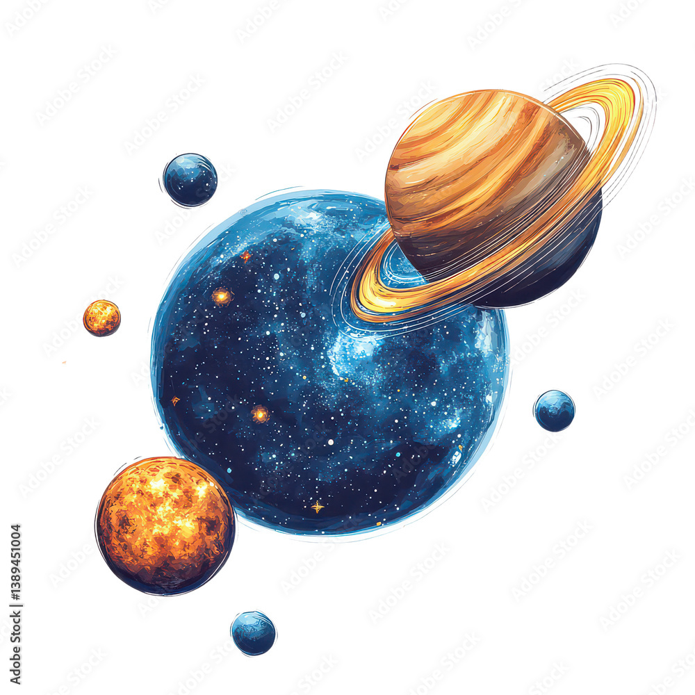 Illustration Stock Galaxy and space elements png planets png ...
