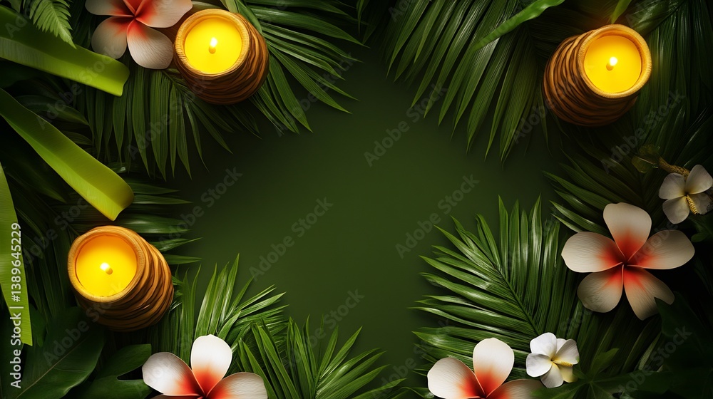 Tropical luau party invitation hibiscus flowers and tiki torch graphics ...