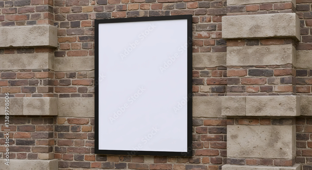 Blank Vertical Poster, Sign Mockup Set on Exterior Brick Walls Stock ...