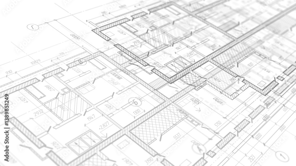 House plan project .Technical drawing background. Engineering design ...