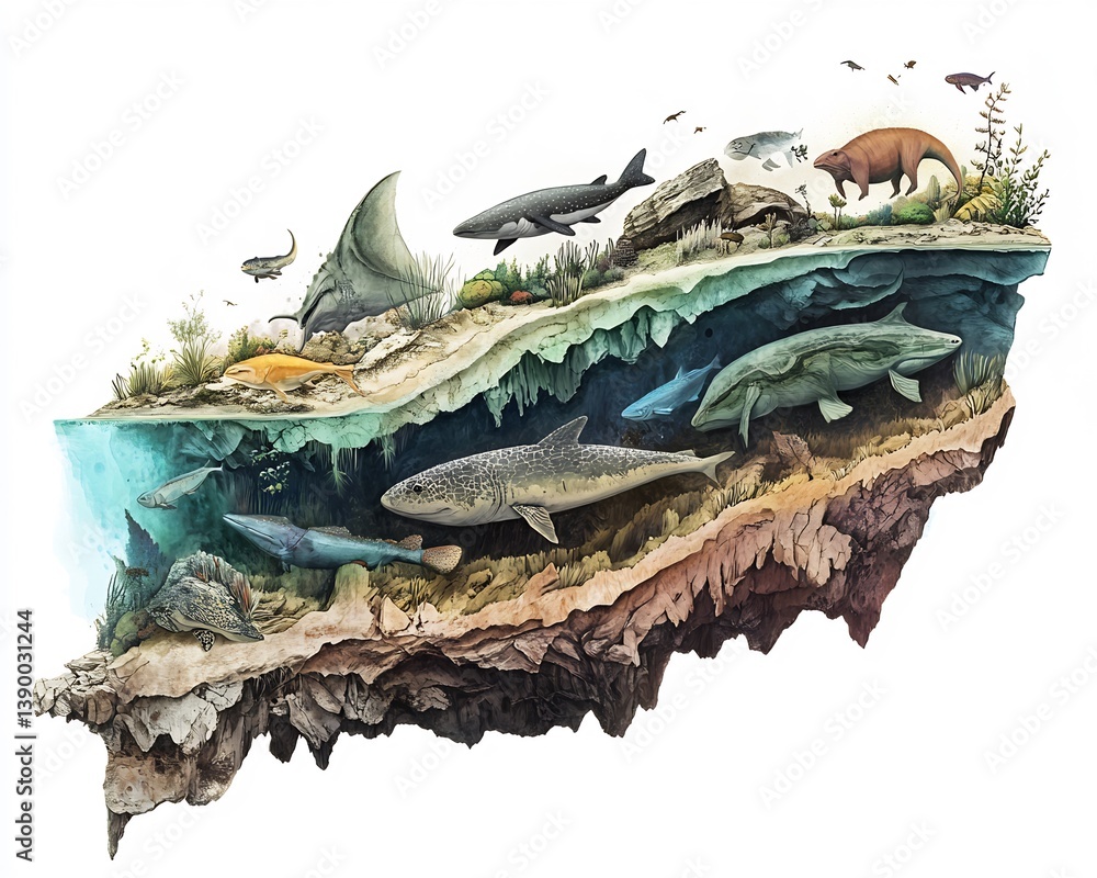 Ilustrace Preparatory visual sequence representing evolutionary time ...