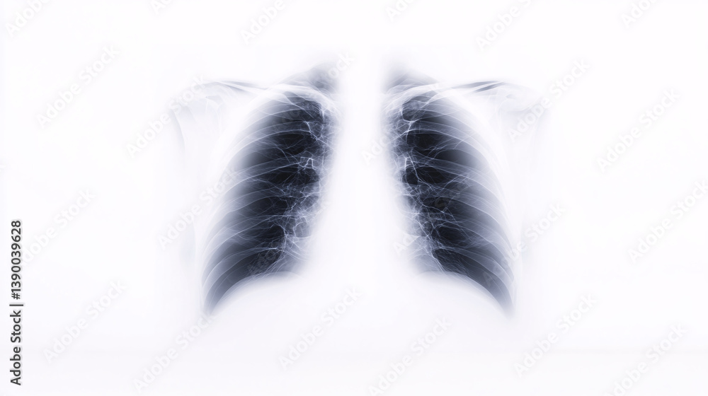 detailed X ray scan of human chest reveals intricate structure of lungs ...