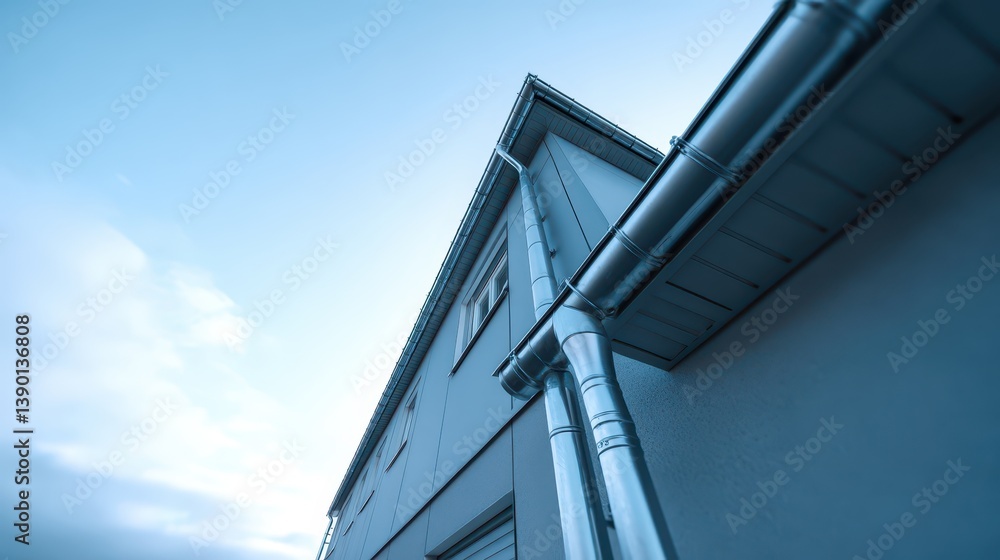 A modern residential building features a rainwater collection system ...