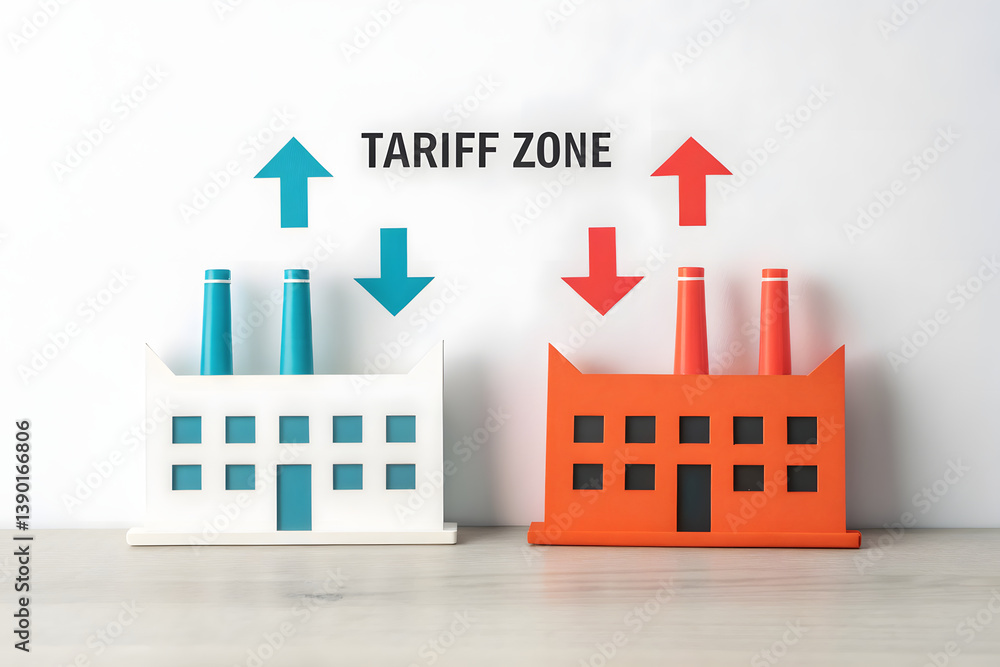 Trade war concepts illustrated with custom duties and tariff zones ...