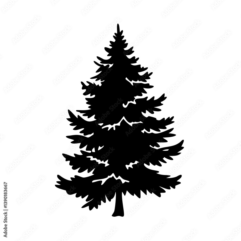 douglas fir tree icon, douglas fir tree line art - simple line art of ...