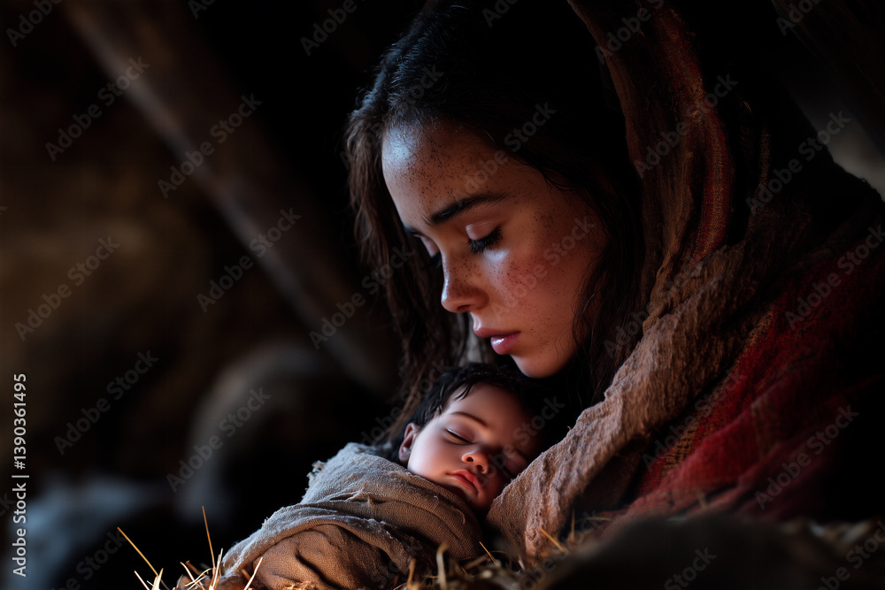 Ultra-realistic cinematic depiction of Mary, the virgin mother of Jesus ...
