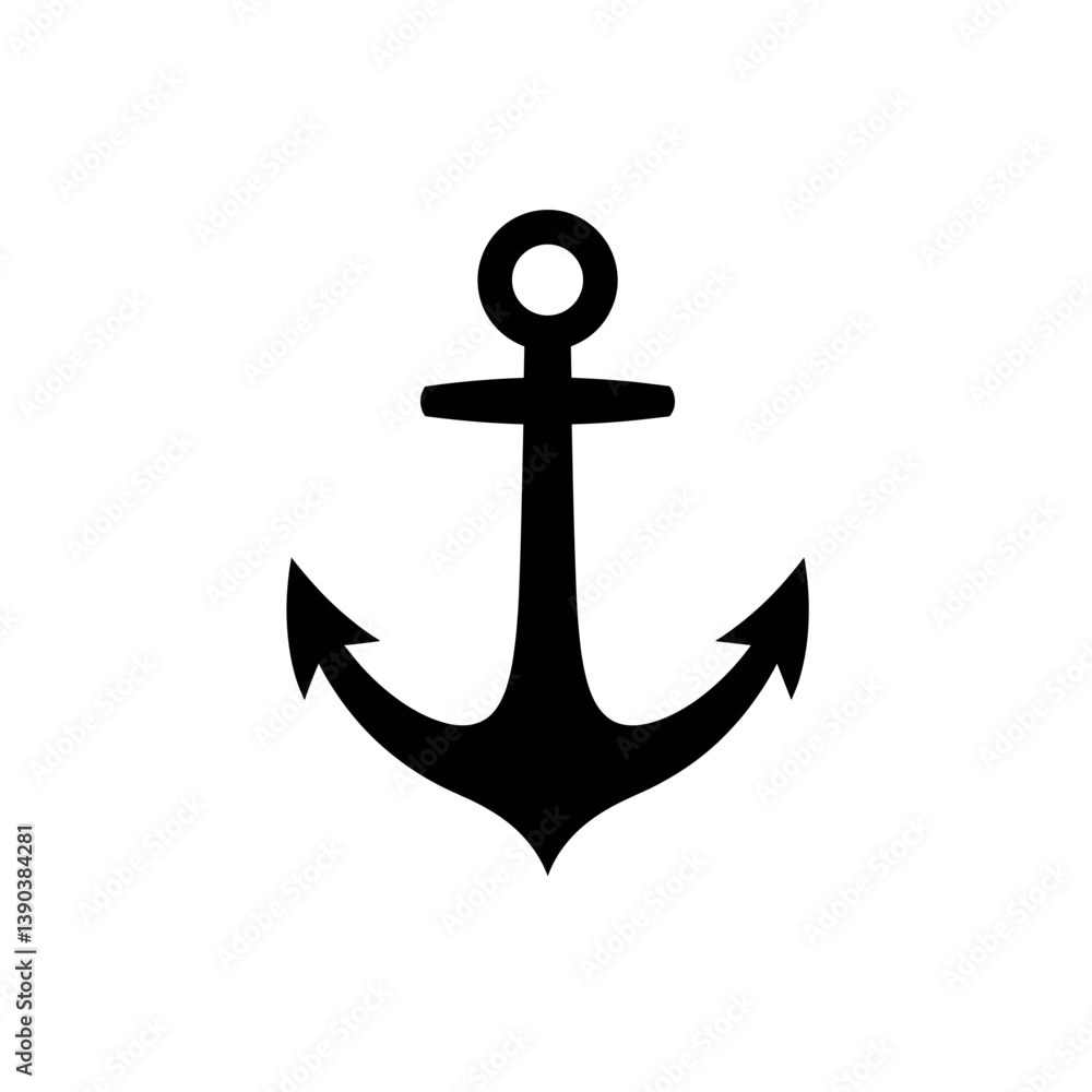Black Anchor Symbol: A simple, elegant black anchor, the timeless ...