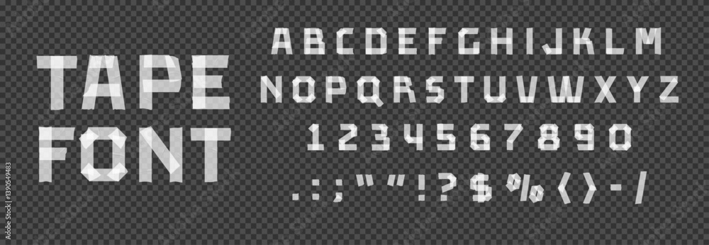 Sticky font, masking and duct tape typeface, adhesive sticker alphabet ...