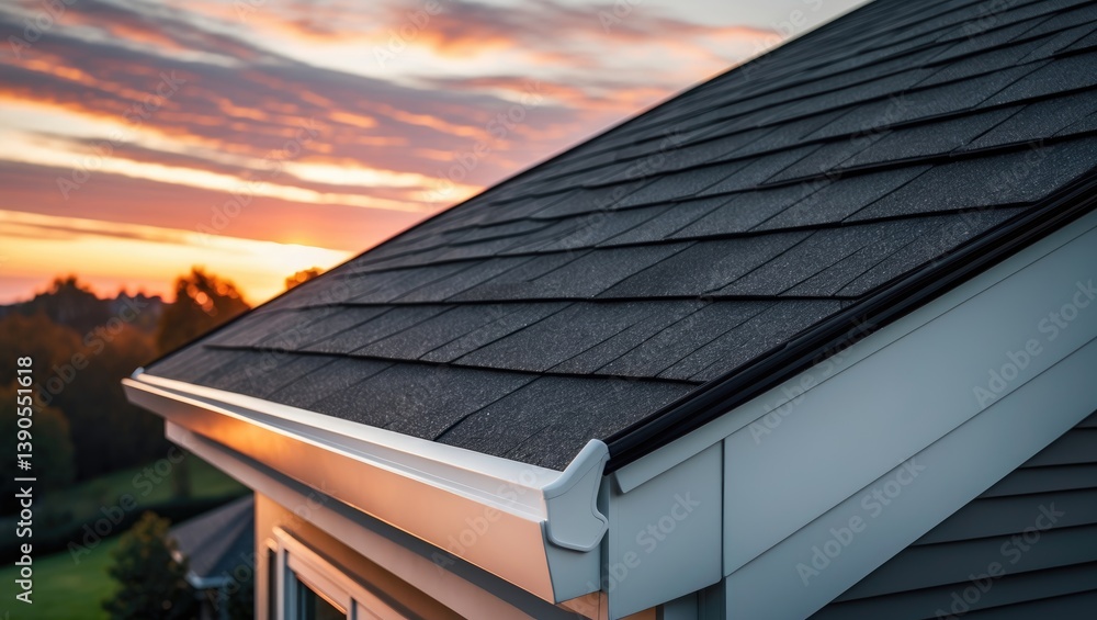 White frame gutter guard system, featuring gray horizontal and vertical ...