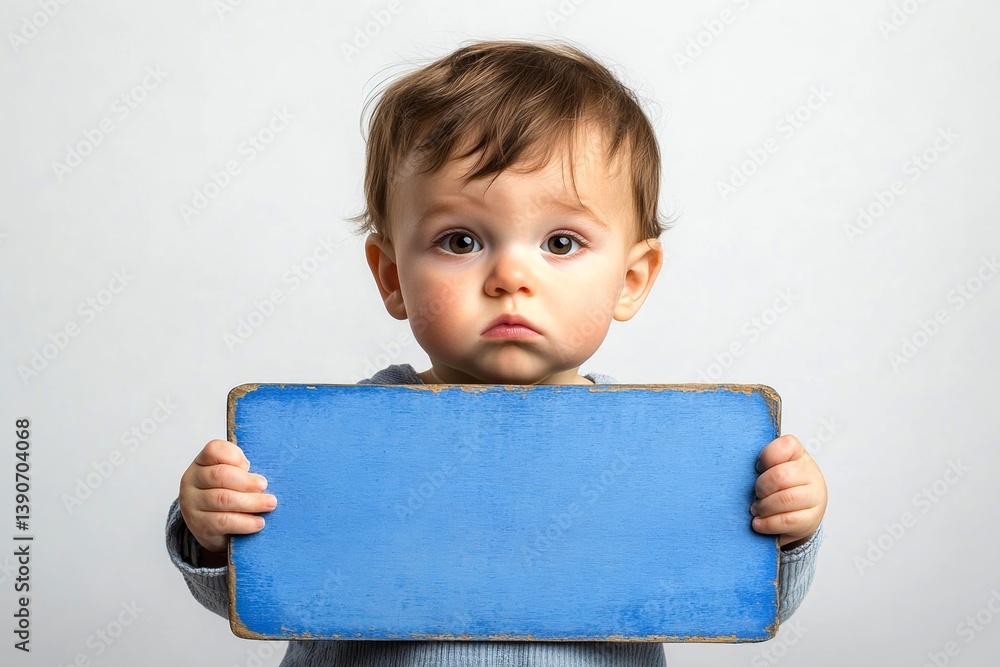 Stock-Foto „White child model. Isolated very serious boy with brown ...