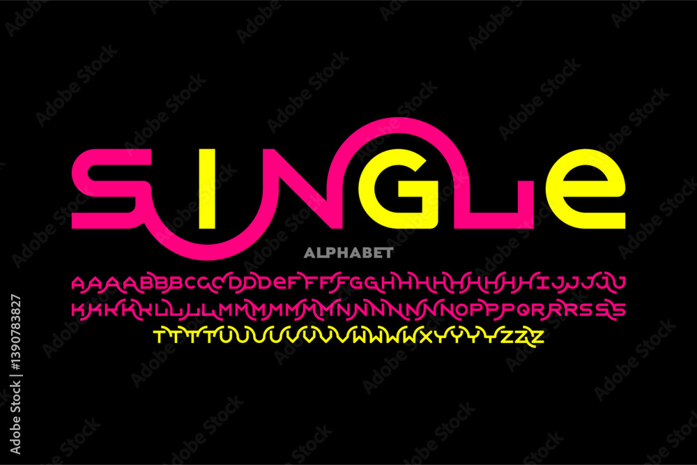 Single line style font, alphabet letters and numbers vector ...