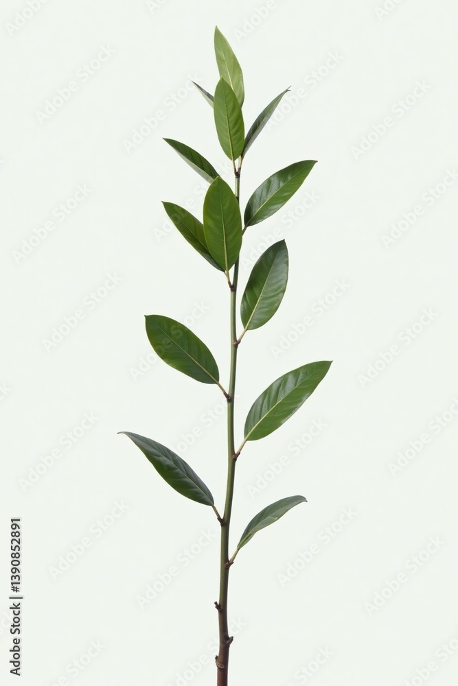 Long and slender branch isolated on white background, stem, long branch ...