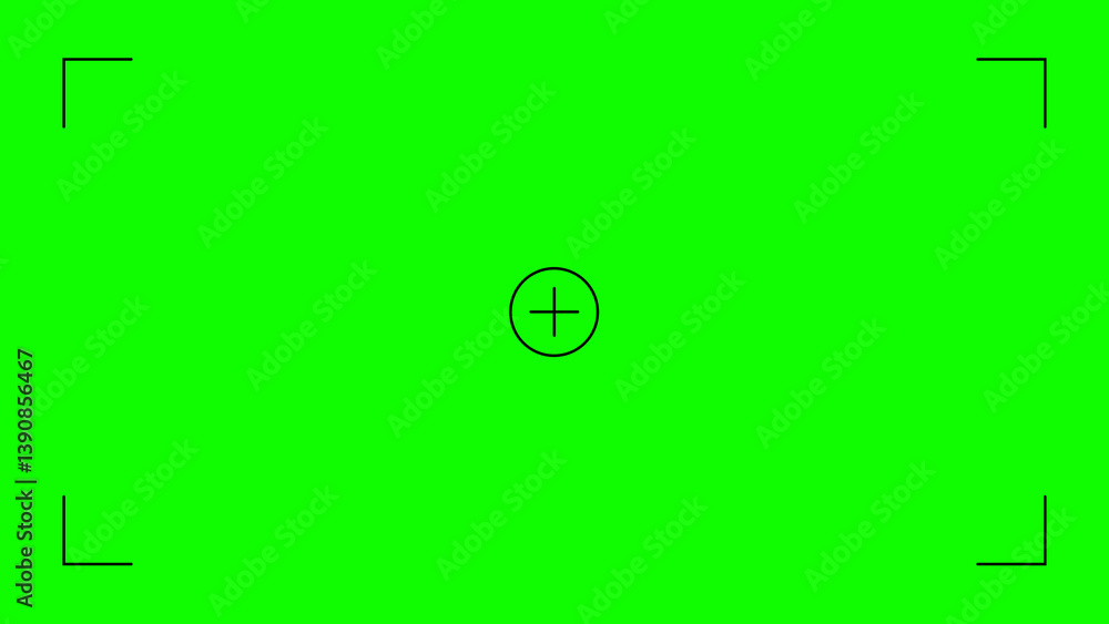 Greenscreen template. Green background with tracking black cross marks ...