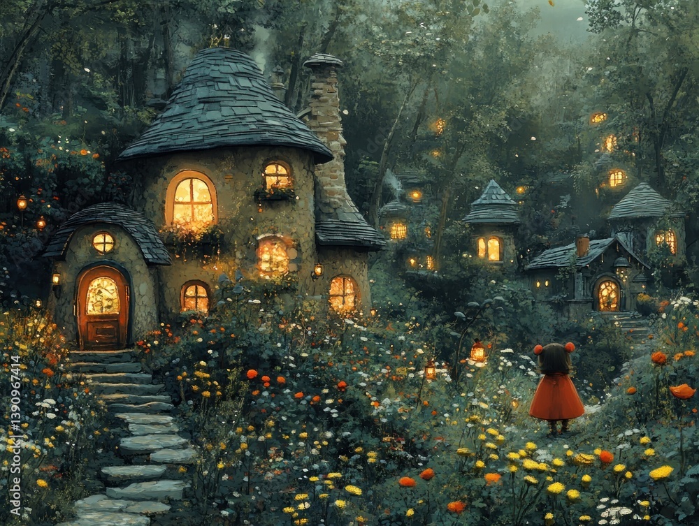 Whimsical Fairy Tale Illustrations Featuring Snow White Seven Dwarfs ...