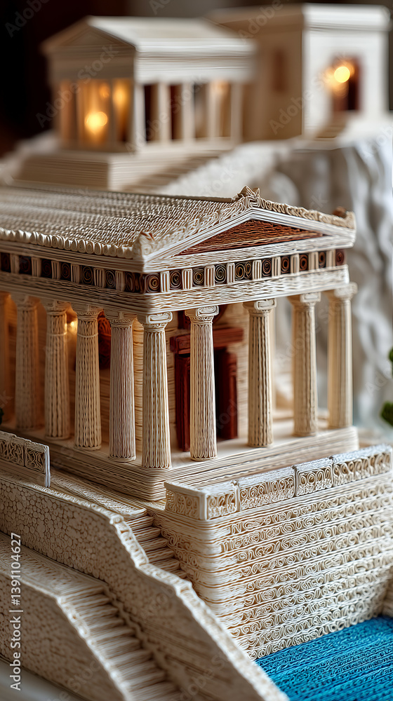 Ancient Greek Architecture: Classical Temple Model with Octagonal ...