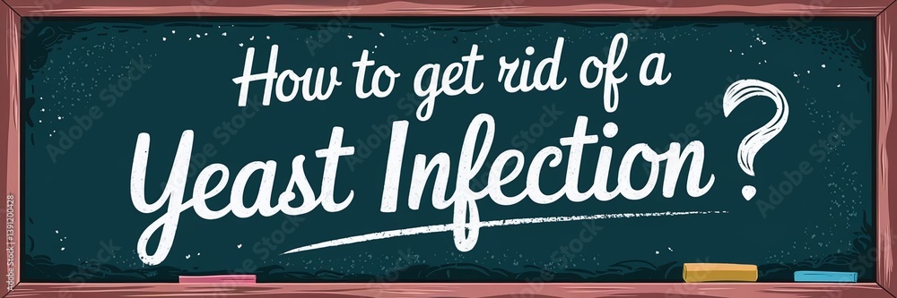 "How to get rid of yeast infection? " question, handwritten on a framed ...