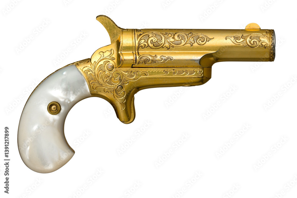 PNG Colt Percussion Pistol, vintage gold weapon, transparent background ...