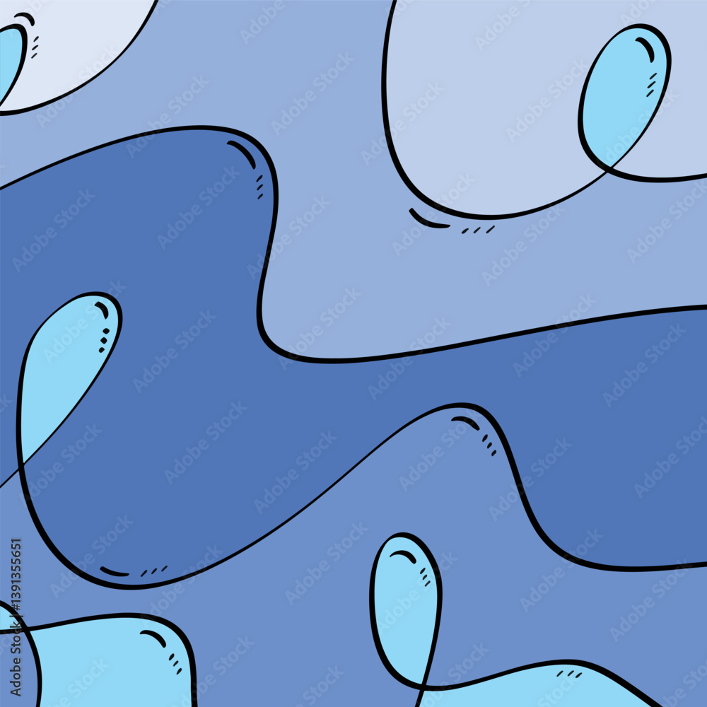 abstract cartoon art image with wave movements like ocean currents ...